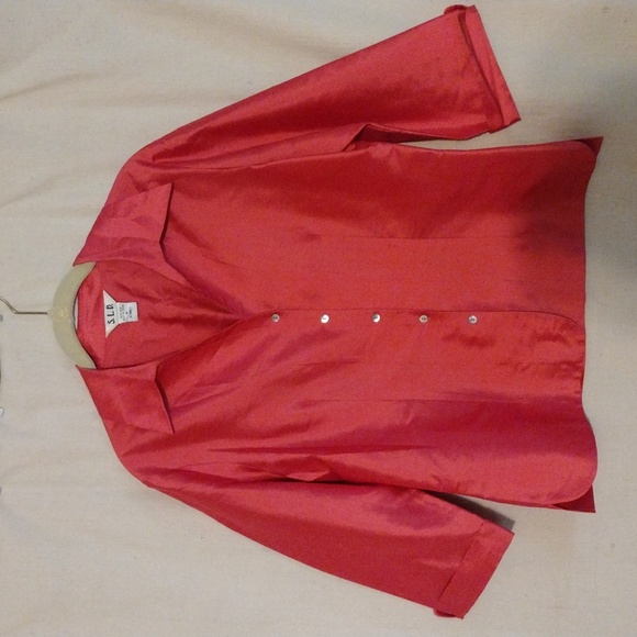 S.L.B. | Tops | Vintage Slb Silk Blouse Top Sz M Short Sleeve Button Up ...